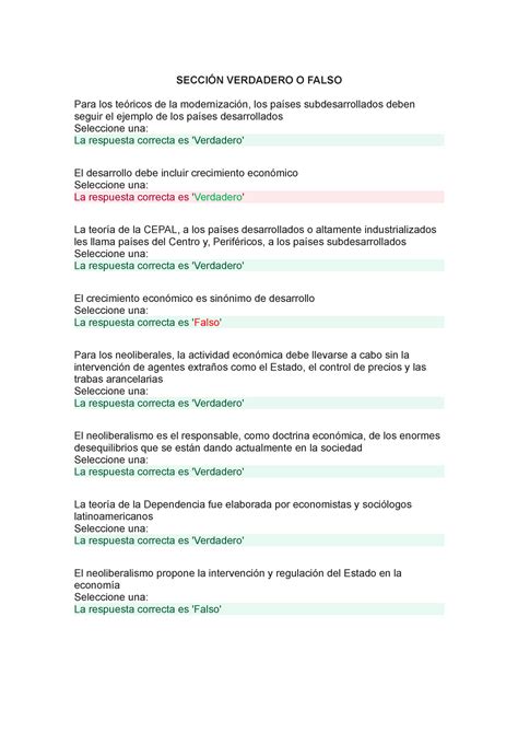 Examen Unidad 2 SECCIÓN VERDADERO O FALSO Para los teóricos de la