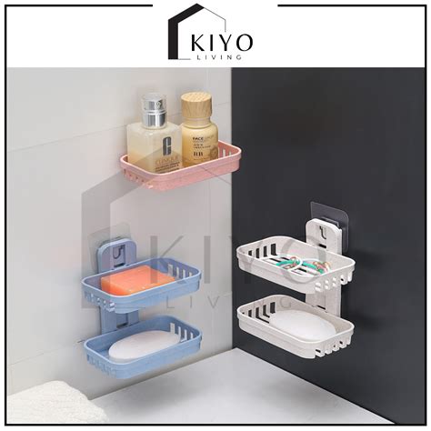 Jual KIYO Tempat Sabun Batang 2 Tingkat Kotak Sabun Kamar Mandi 2 Susun