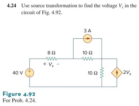 Solved Use Source Transformation To Find The Voltage Vx Chegg