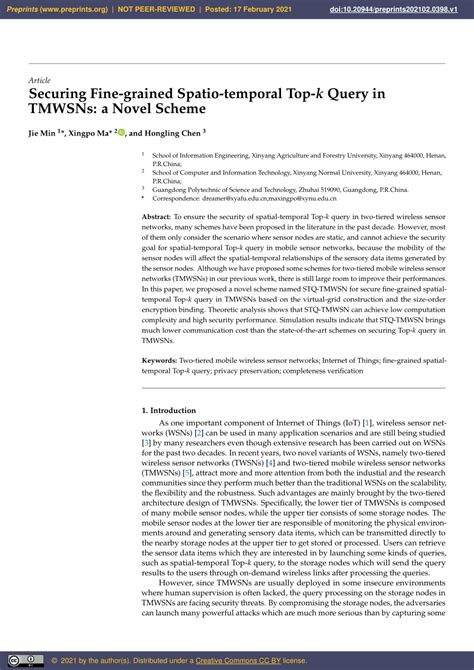 pdf securing fine grained spatio temporal top k query in tmwsns a novel scheme