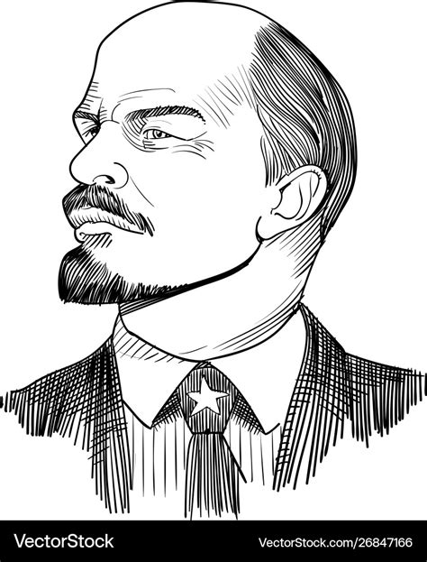 Vladimir Lenin Portrait In Line Art Royalty Free Vector