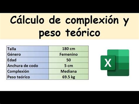 Complexión y peso teórico en Excel YouTube