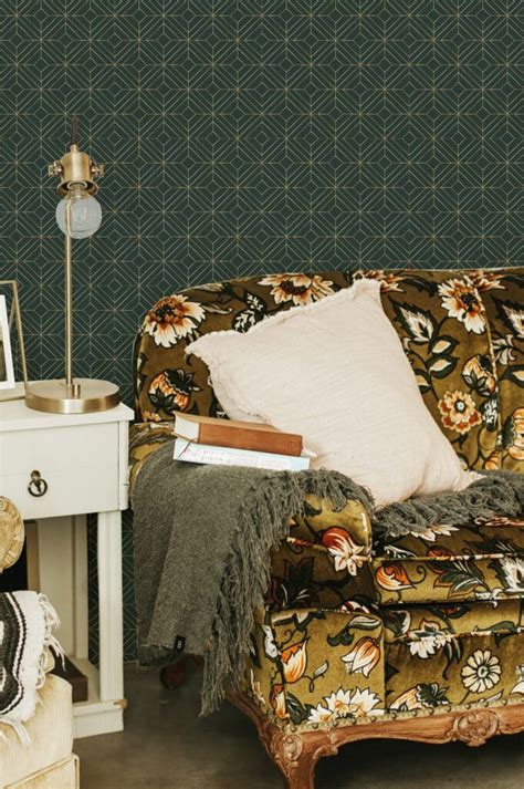Emerald Green Geometric Wallpaper Peel And Stick Or Traditional