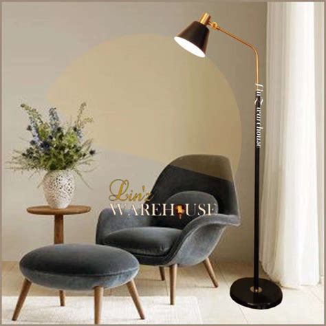 Promo LAMPU BERDIRI STANDING MODERN BLACK GOLD FLOOR LAMP