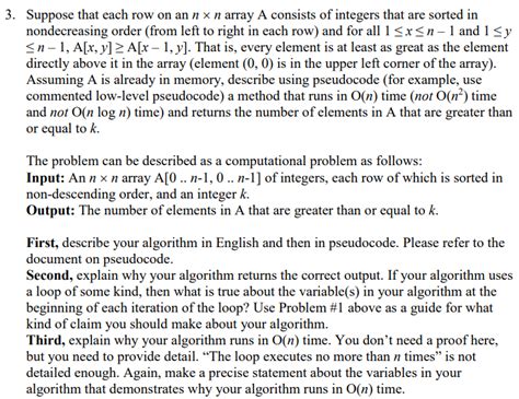 Solved Suppose That Each Row On An Nn Array A Consists Of Chegg