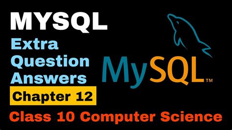 mysql chapter 12 extra question answers class 10 computer science youtube