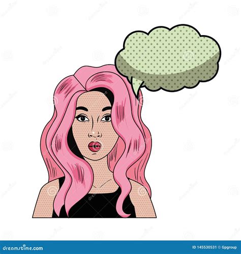 Mujer Joven Con El Car Cter Del Avatar De La Burbuja Del Discurso