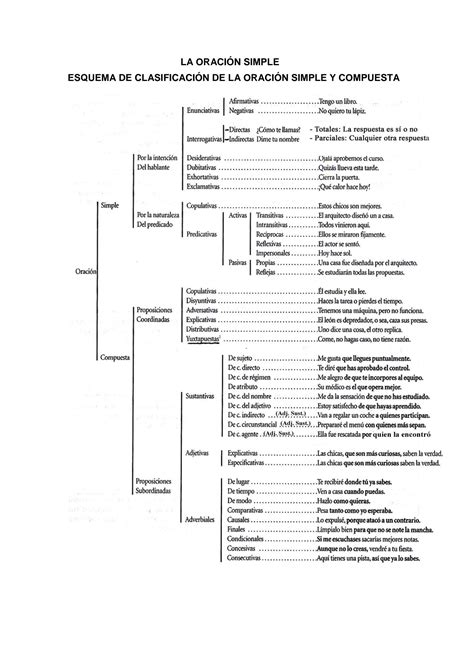 SOLUTION Esquema Oraci N Simple Con Ejercicios Studypool