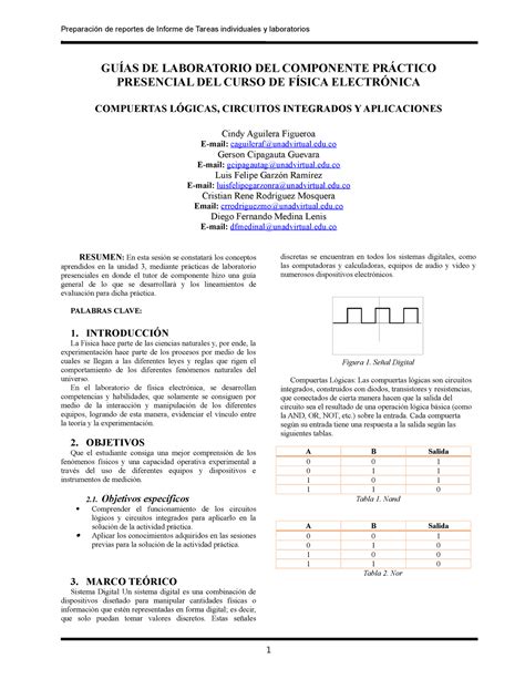 LAB 3 Compuertas Lógicas Circuitos Integrados Y Aplicaciones GUÍAS