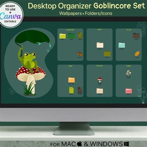 Desktop Organizer Wallpaper Goblincore Set Aesthetic Theme Background