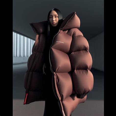 Premium Photo A Beautiful Woman In A Very Big Puffer Suit Winter Fashion Modeling