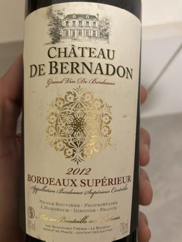 2021 Château de Bernadon Bordeaux Supérieur Vivino US