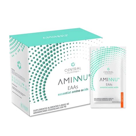 Aminnu EAAs Aminoácidos 30 sachês 10g Sabor Tangerina Central Nutrition