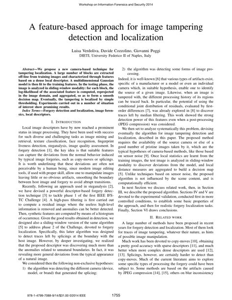 pdf a feature based approach for image tampering detection and localization