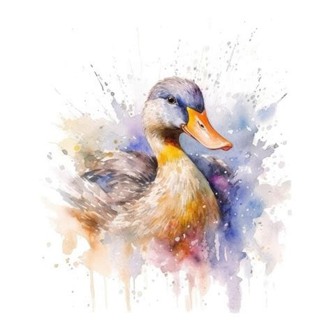 Premium AI Image Watercolor Painting Of Duck