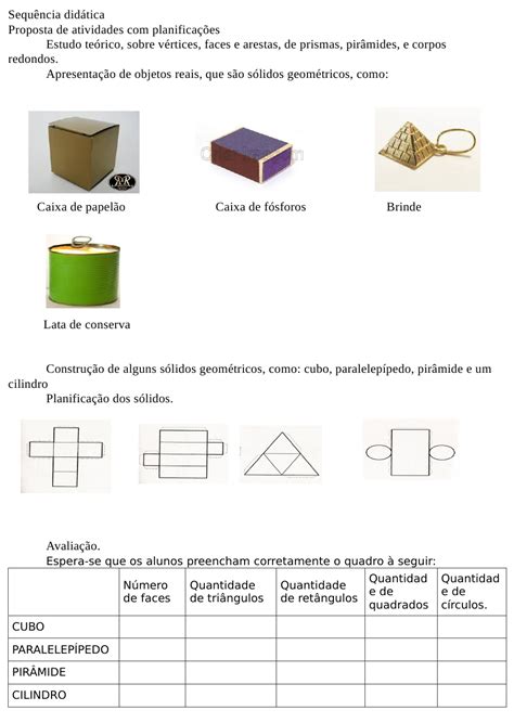 Planificação De Sólidos Geométricos Para Imprimir Pdf ROAREDU
