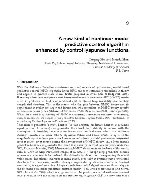 intech a new kind of nonlinear model predictive control algorithm enhanced by control lyapunov