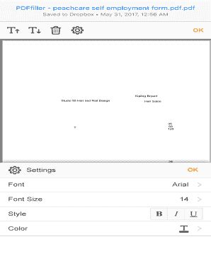Fillable Online PDFfiller Peachcare Self Employment Form Fax Email Print
