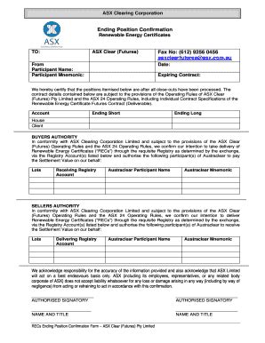 Fillable Online Asx ASX Clearing Corporation REC Ending Position