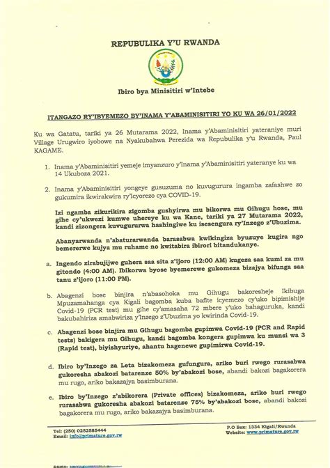 Office Of The PM Rwanda On Twitter Itangazo Ry Ibyemezo By Inama Y