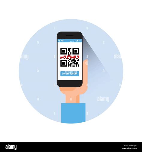 Hand Hold Smart Phone Scanning Qr Code Icon Barcode Scan With Telephone