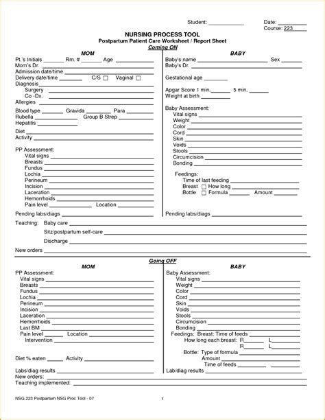 Printable Med Surg Report Sheet