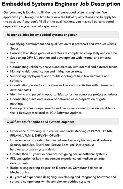 embedded systems engineer job description velvet jobs