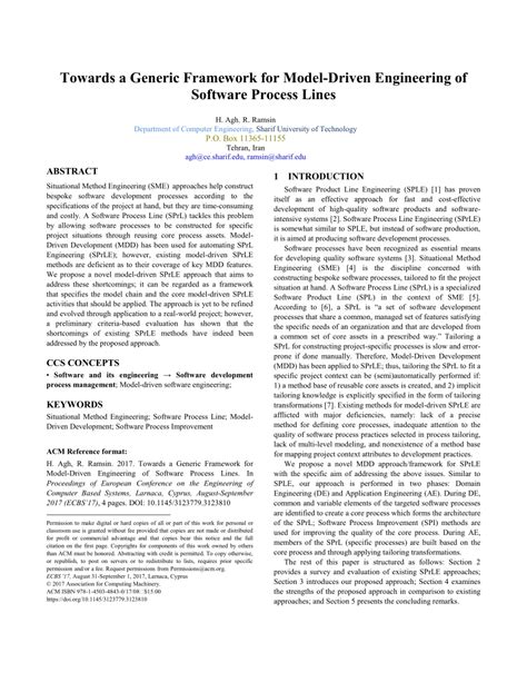pdf towards a generic framework for model driven engineering of software process lines