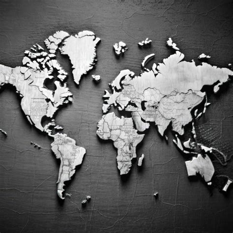 Mapa Do Mundo Em Monocrom Tico Mostrando Continentes E Pa Ses