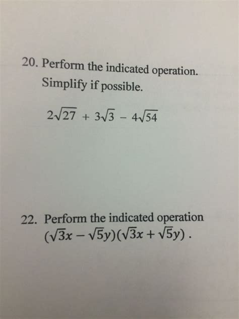 solved perform the indicated operation simplify if
