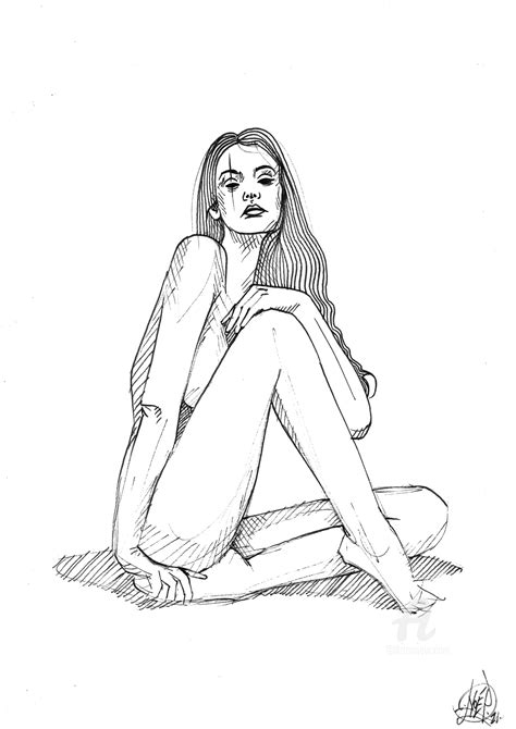Woman Sitting Dessin Par Art De No Artmajeur