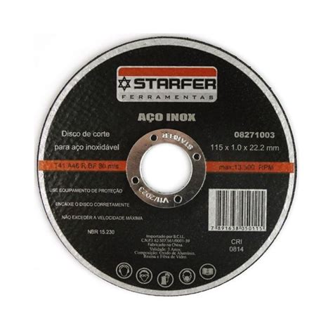 Disco De Corte Inox Starfer X
