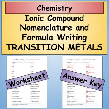 Naming Ionic Compounds With Transition Metals Worksheet By Back Pocket