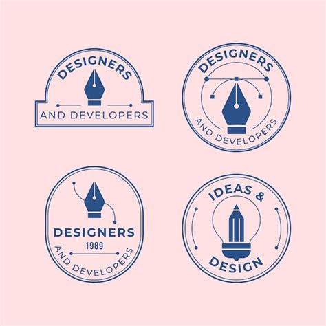 Conjunto de logotipo de designer gráfico plano Vetor Premium
