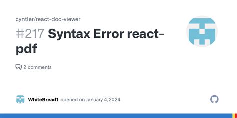syntax error react pdf · issue 217 · cyntler react doc viewer · github