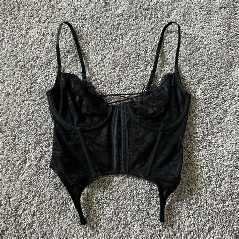 Glassons Black Lace Corset Top Never Worn Depop