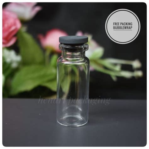 Jual Botol Kaca Vial 10ml Tinggi Tutup Karet Kedap Udara Shopee Indonesia