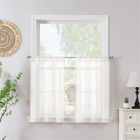 Amazon Tollpiz White Sheer Tier Curtain Kitchen Curtains Tier Rod