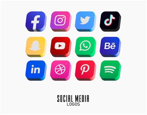 Colección de iconos de aplicaciones de redes sociales Vector Premium