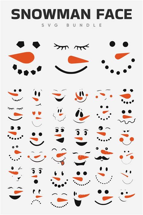 Snowman Face Svg Collection Snowman Faces Xmas Crafts Snowman