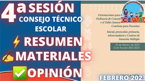 CEAA RESUMEN Cuarta Sesión Consejo Técnico Escolar CTE 24 de Febrero de