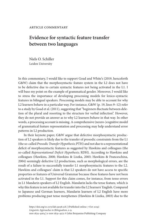 pdf commentary on keynote paper titled prosodic effects on l2 grammars in lab by goad