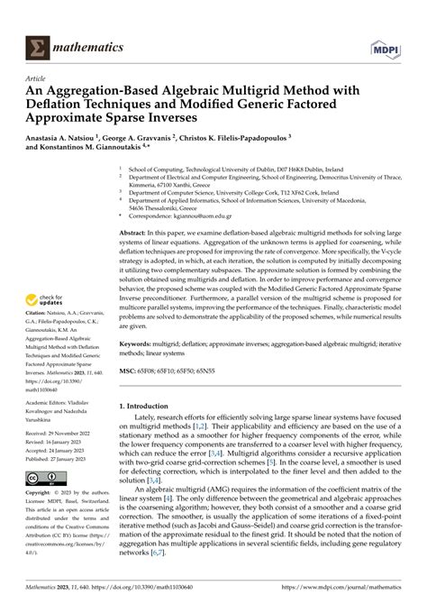pdf an aggregation based algebraic multigrid method with deflation techniques and modified