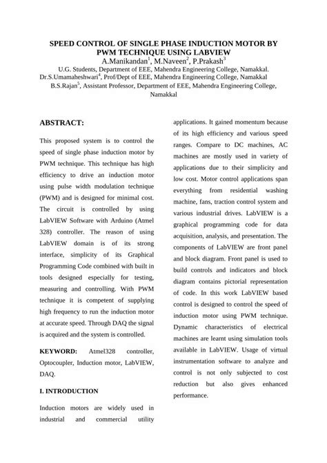 pdf speed control of single phase induction motor by pwm · pdf filespeed control of single
