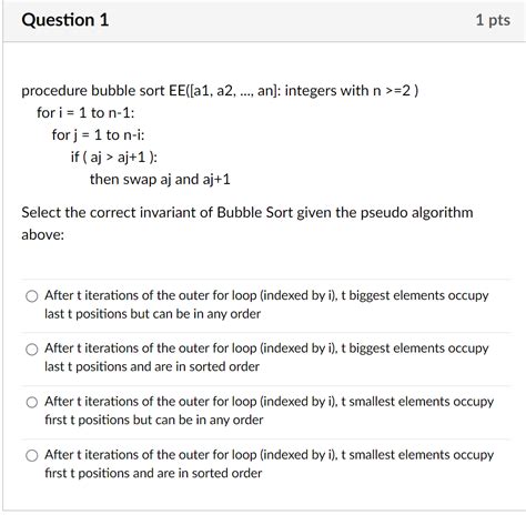 solved procedure bubble sort ee [a1 a2 … an] integers with