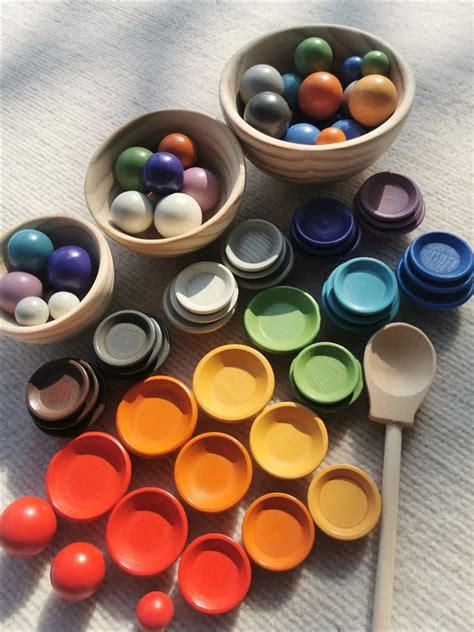 Blocs Montessori En Bois Pour Enfants Jouets Bols De Tri De Couleurs