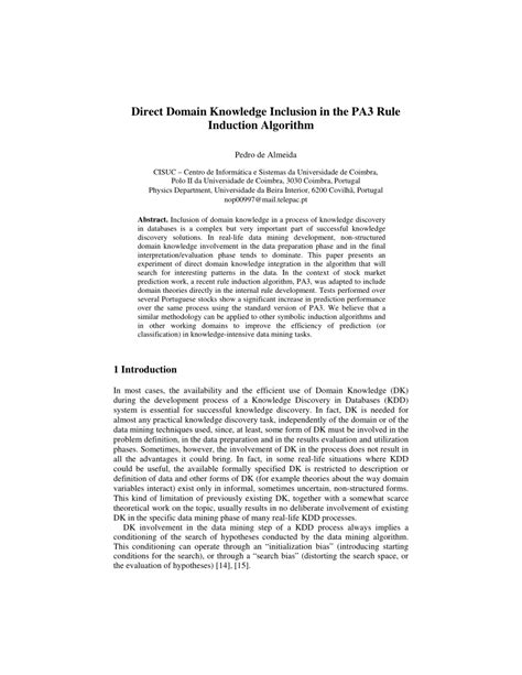 pdf direct domain knowledge inclusion in the pa3 rule induction algorithm