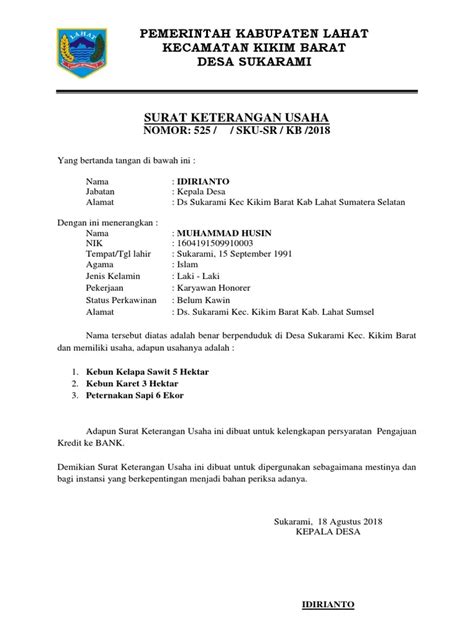Contoh Surat Keterangan Usaha Kegunaan Dan Cara Membuatnya