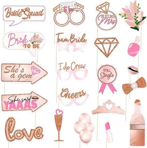 Pcs Rose Gold Wedding Hen Party Photo Booth Props Botanical Bridal