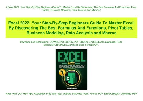 ppt read excel 2022 your step by step beginners guide to master excel by discovering the